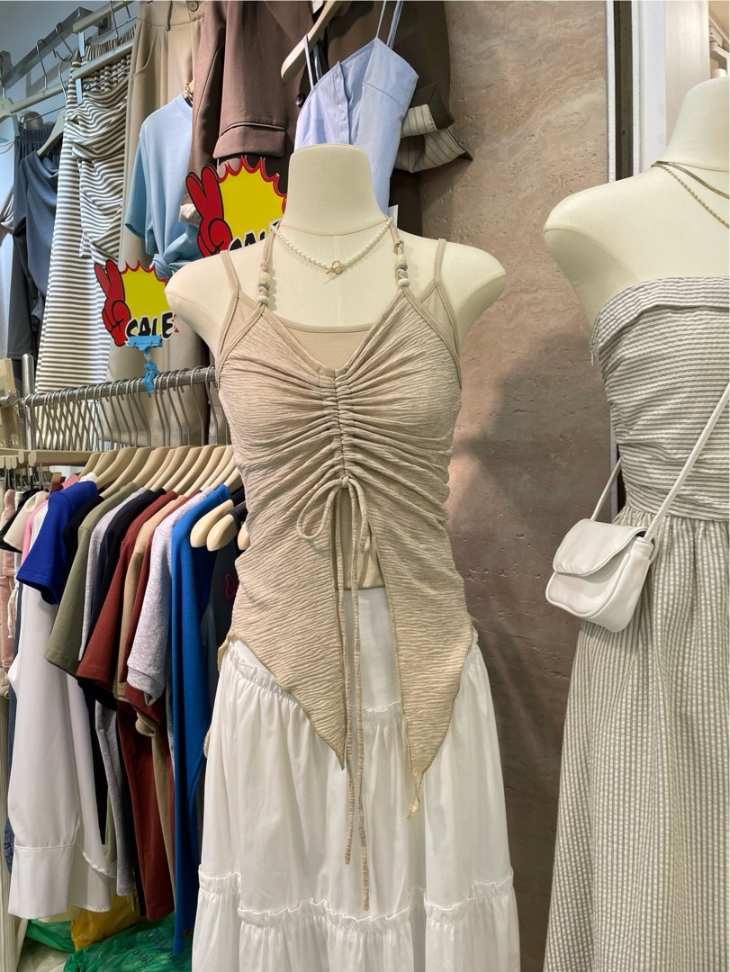 Fairy cottage core hippie bohemian boho gyaru y2k halter top cami cream ...