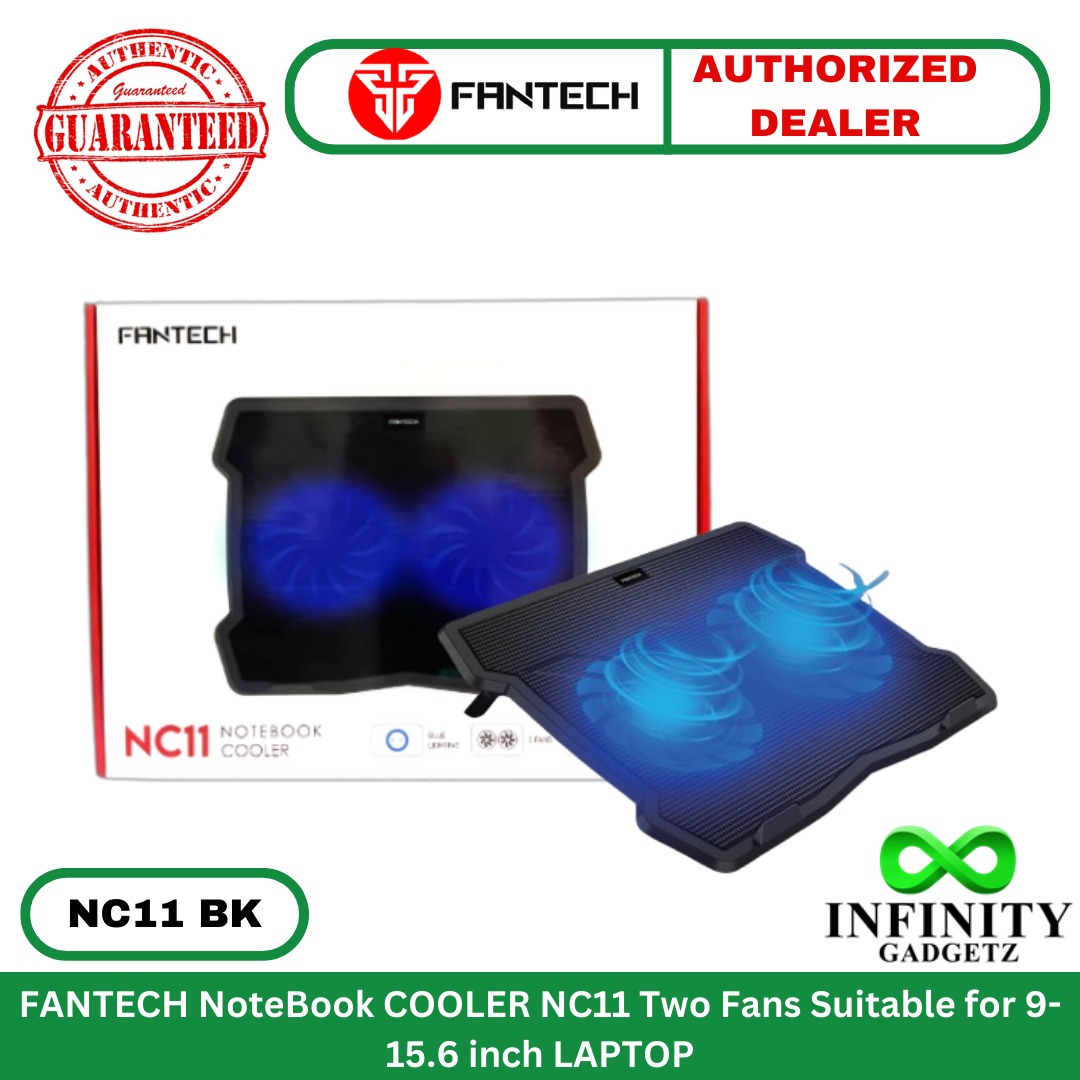 FANTECH NoteBook COOLER NC11 Two Fans Suitable for 9-15.6 inch LAPTOP ...