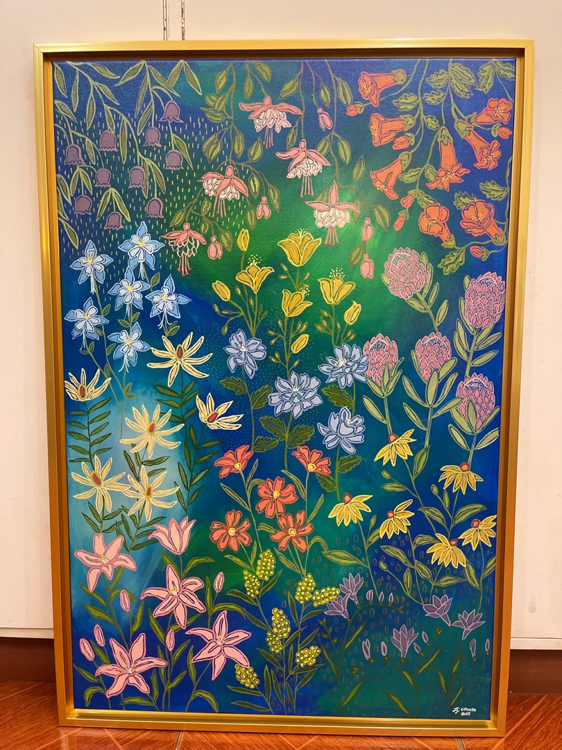 Floral Expressions III - Framed Oil Painting (2x3 feet), Hobbies & Toys ...