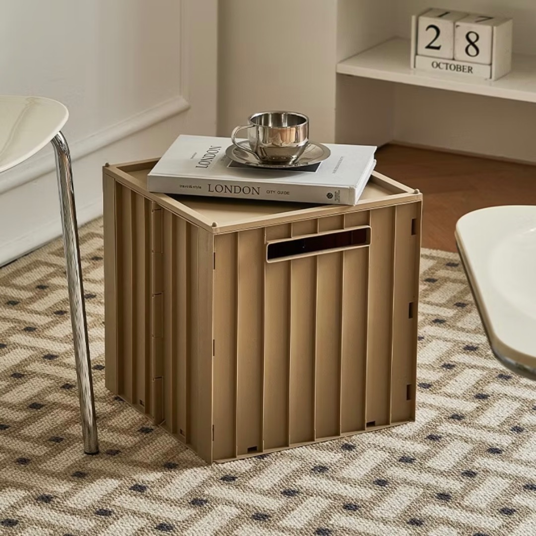 Folding Storage Side Table Cabinet | Plastic Foldable Storage Box Table ...