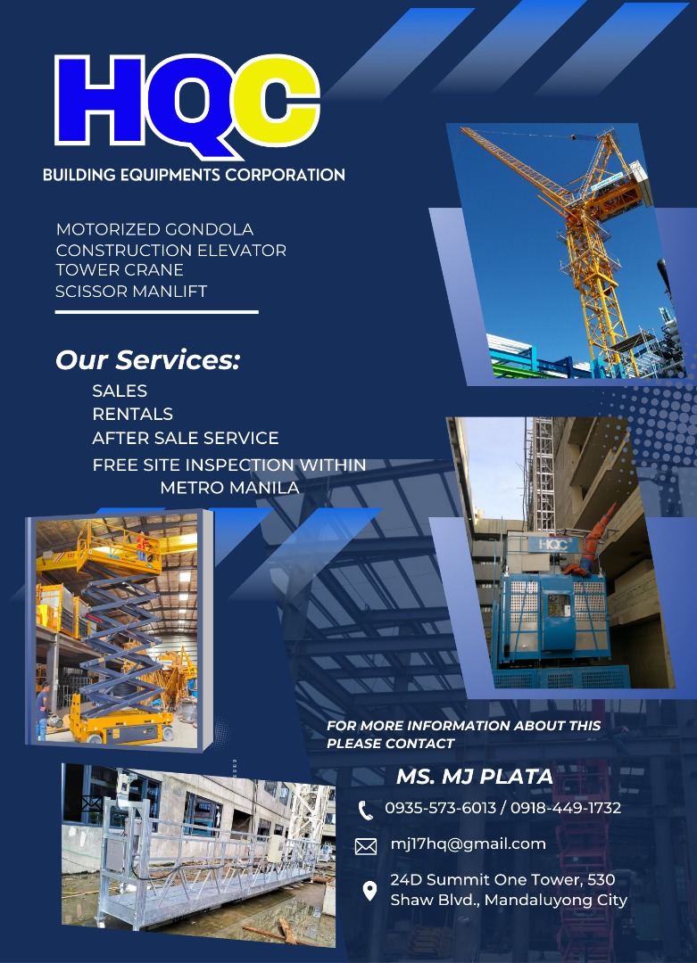 GONDOLA, CONSTRUCTION ELEVATOR, TOWER CRANE, SCISSOR MANLIFT ...