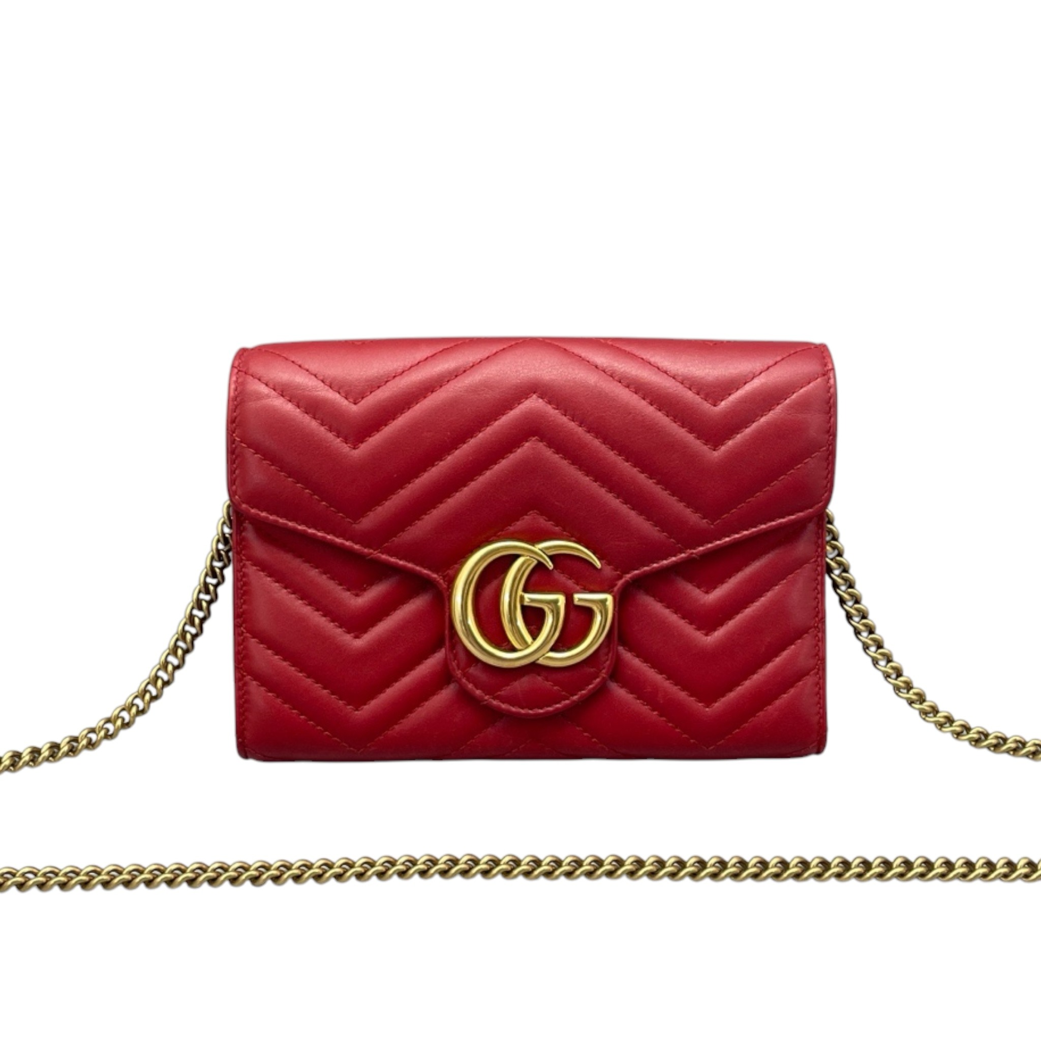 Gucci Marmont WOC in Red GHW, Luxury, Bags & Wallets on Carousell
