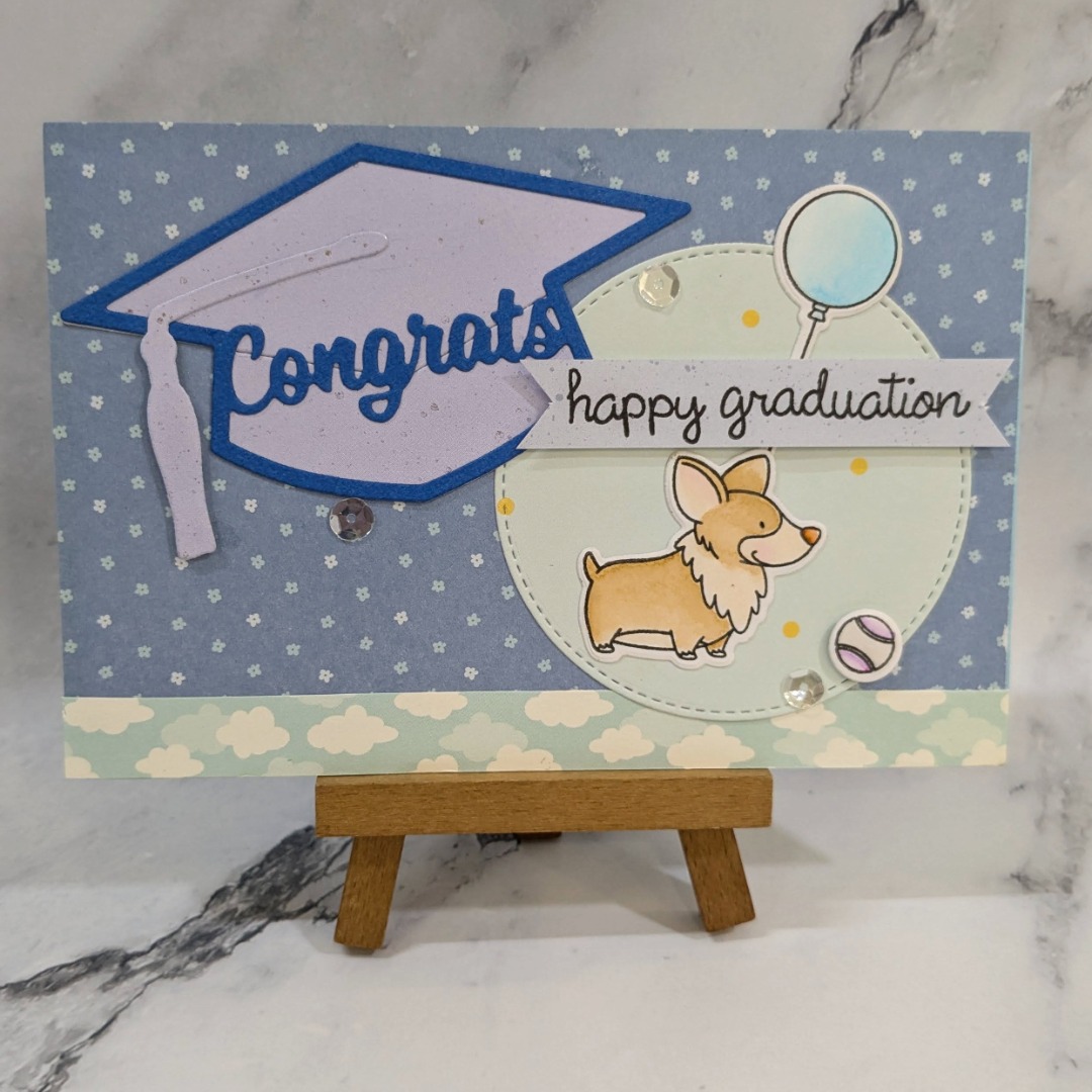 Handmade graduation card blue congrats layered convocation unique gift ...