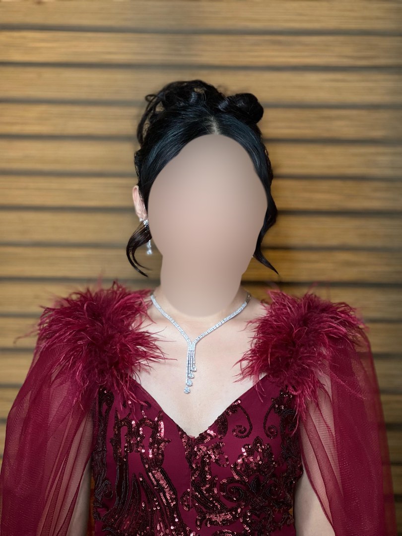 FOR RENT Burgundy / Dark Red / Maroon JS Prom Long Gown / Evening Gown ...