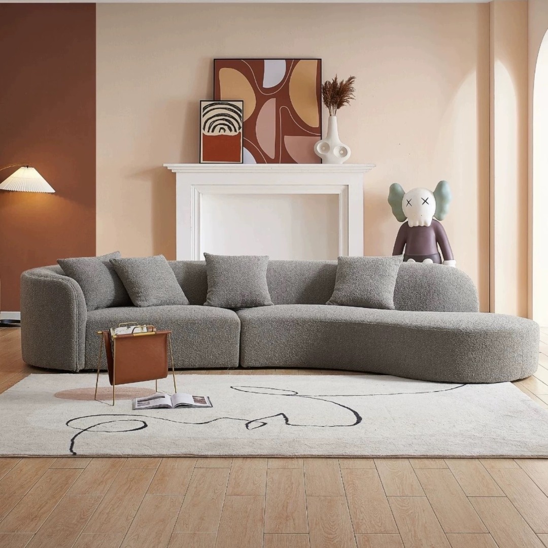 L Shape Teddy Fabric Sofa PIERRE, Furniture & Home Living, Furniture ...