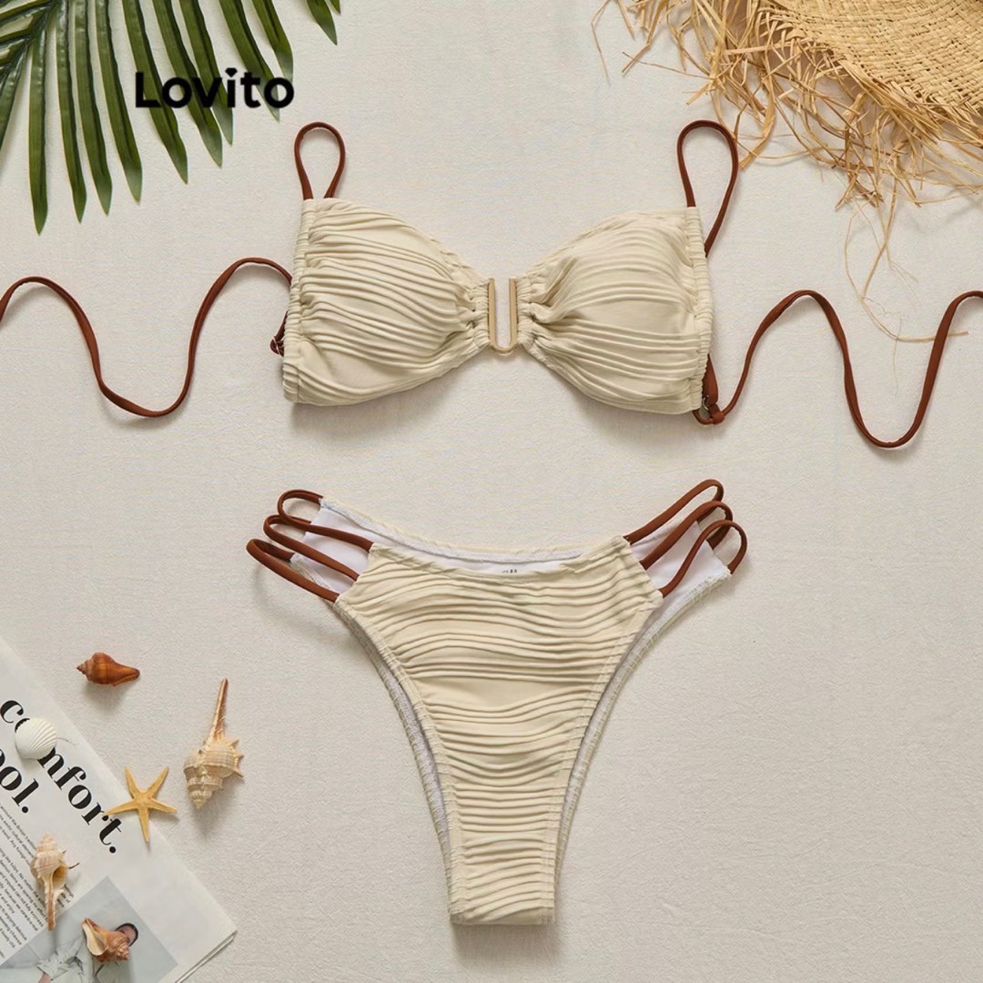 Lovito Contrast Binding Bikini Set, Women's Fashion, Swimwear, Bikinis & Swimsuits on Carousell