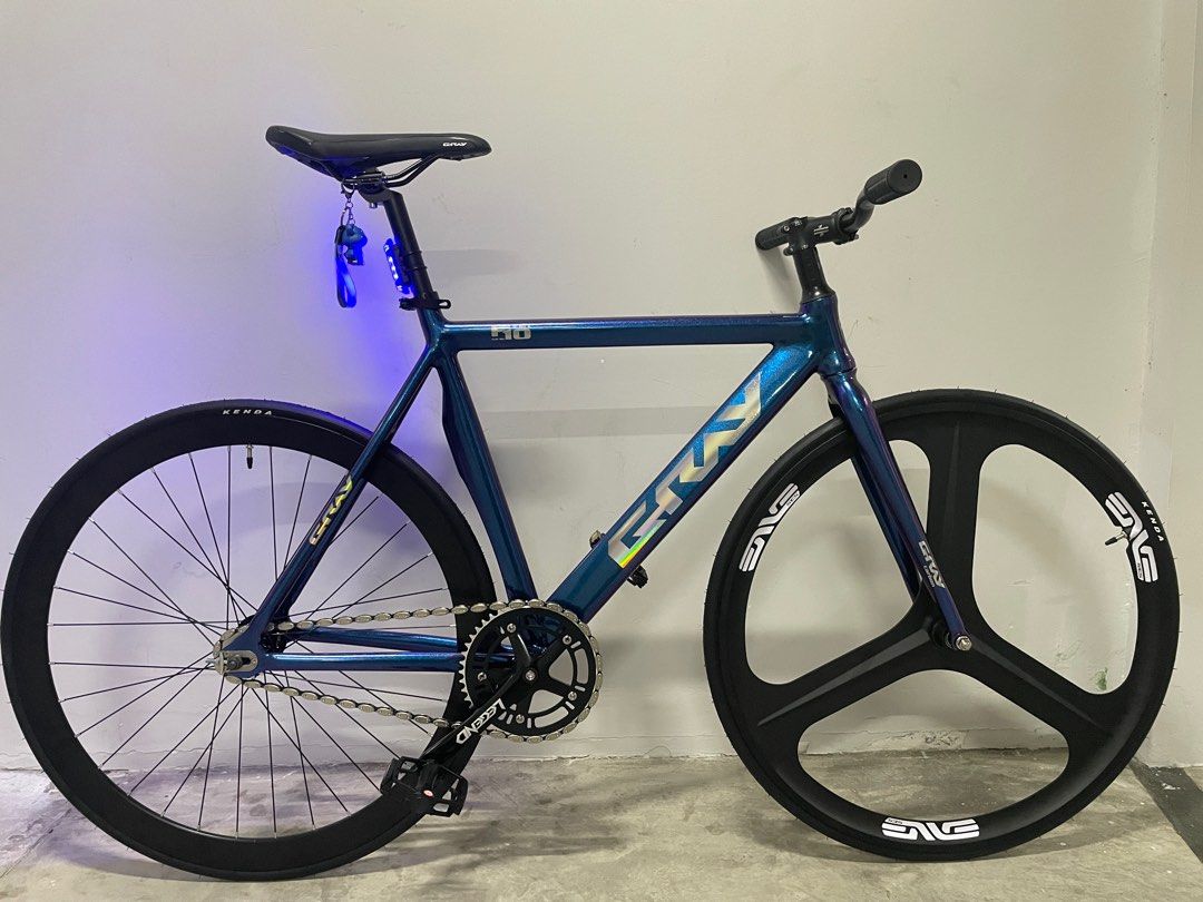 NEW gray f10 riser bar glossy blue purple fixed gear fixie bicycle enve ...