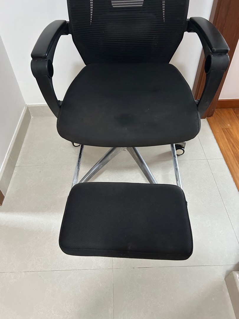 Office chair with leg support / foot rest, Furniture & Home Living ...