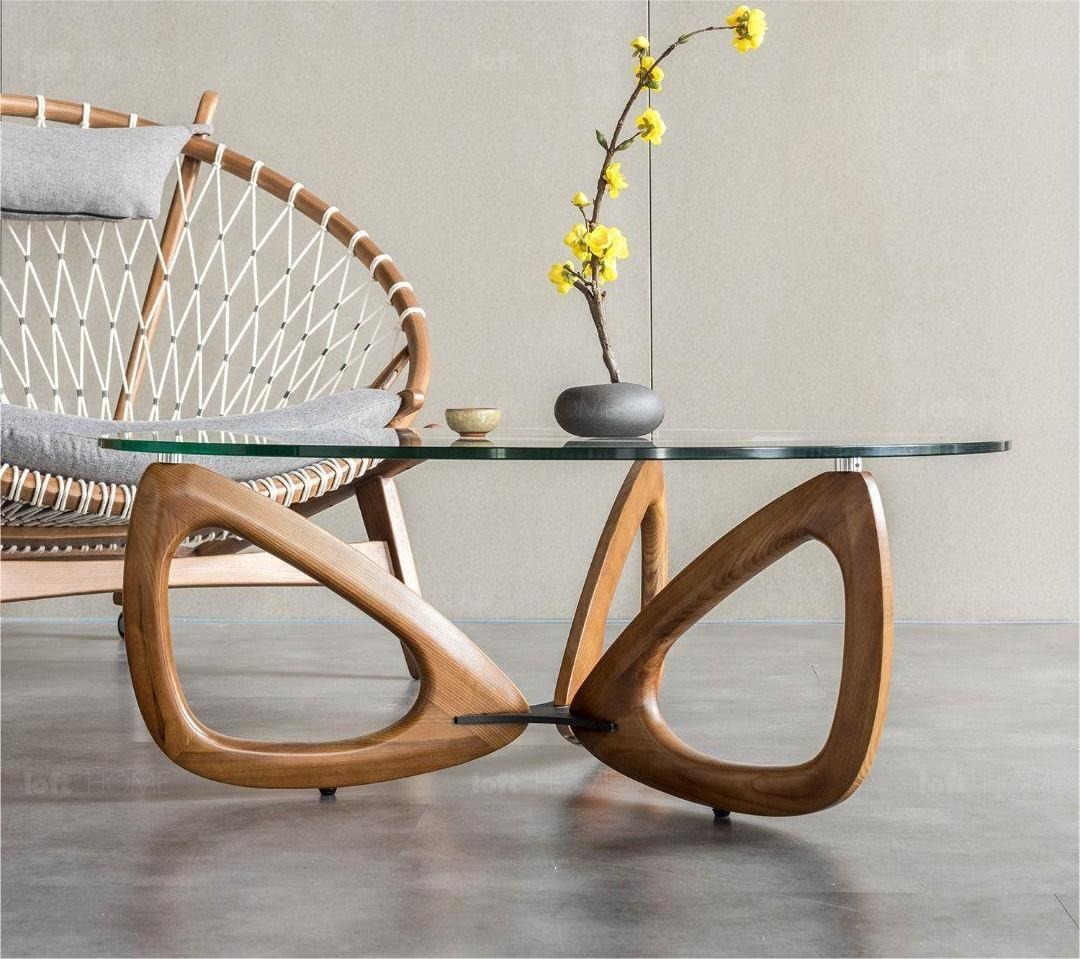 PETAL Japandi Tempered Glass Coffee Table, Furniture & Home Living ...