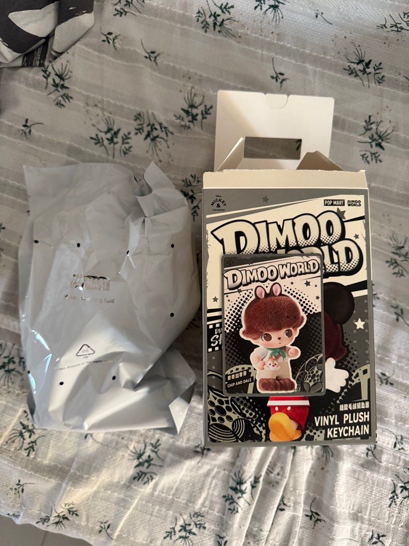 Popmart dimoo world x disney series vinyl plush keychain chip and dale ...