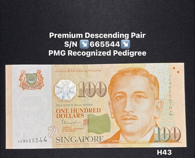 Premium Descending Pair S/N 665544 PMG Recognized Pedigree Singapore ...