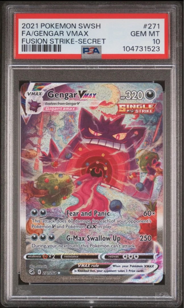 [PSA 10] Gengar Vmax AA #271 - 2021 Pokemon SHSW Fushion Strike ...
