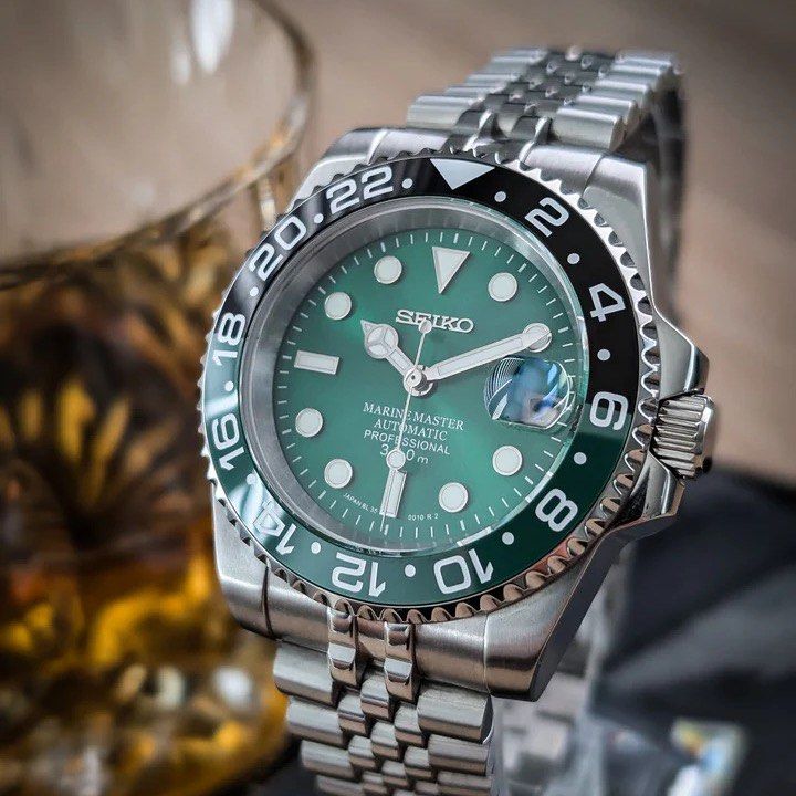 Seiko Mod GMT Sprite Green NH35 Automatic, Fesyen Pria, Jam Tangan di ...