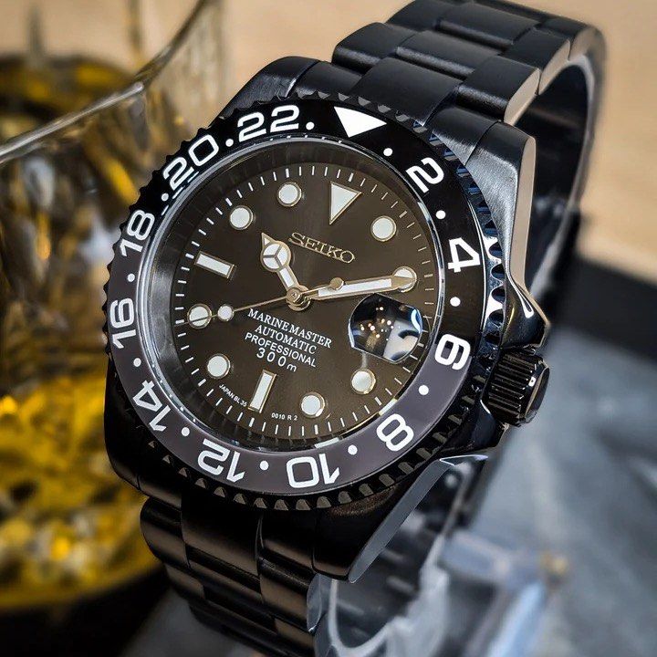 Seiko Mod Submariner Stealth Bruce Wayne NH35 Automatic, Fesyen Pria ...