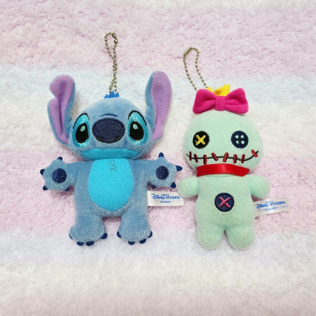 [Set of 2] Stitch & Scrump Tokyo Disneyland Plush Pin Badge Keychains ...