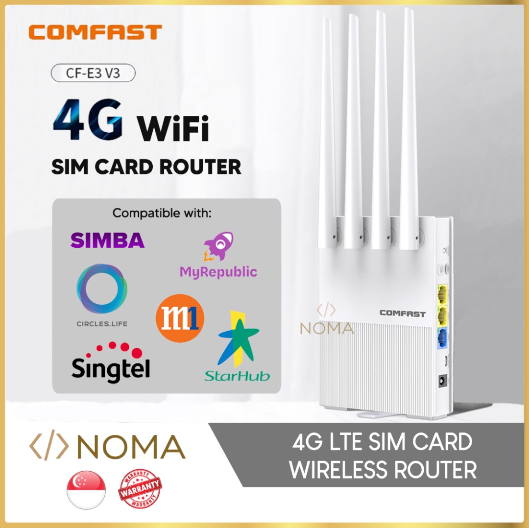 【SG】 COMFAST 4G Wireless Router SIM Card SIMBA Wifi Interface High Gain ...