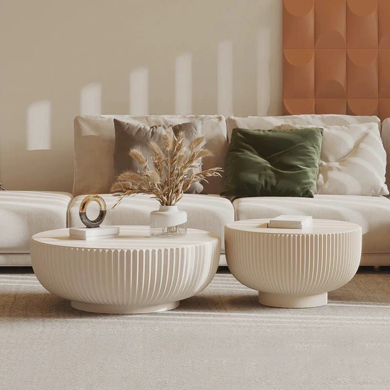 SHARLYN Modern Fluted Round Coffee Table, Furniture & Home Living ...