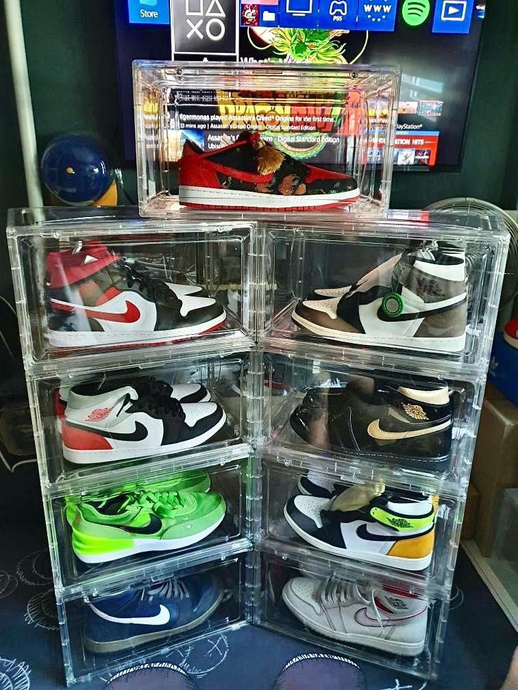 Stackable Full Transparent Acrylic Magnet Side Open Shoe Box Storage ...