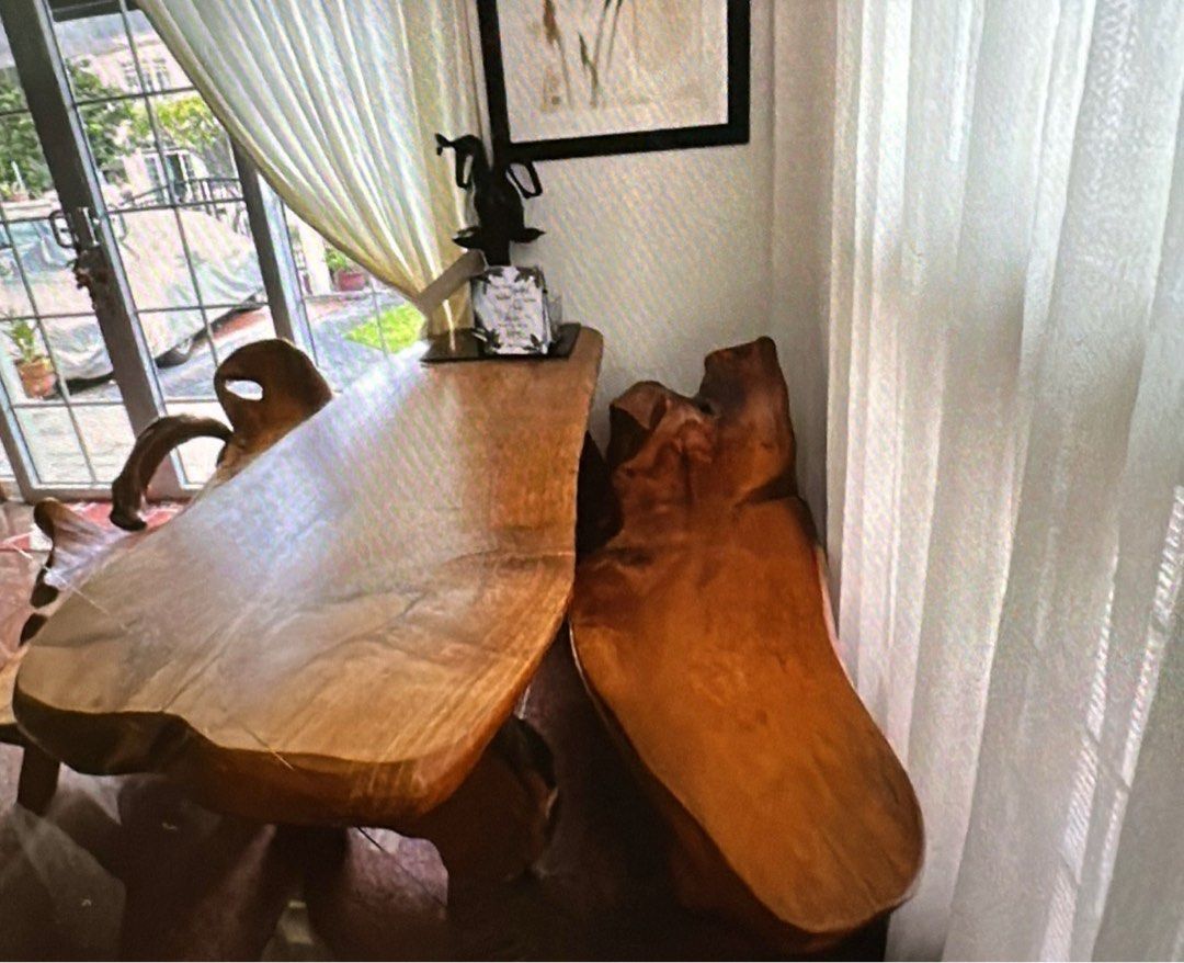 Taiwan Cypress Tree Dining Table Set (made from one full tree trunk ...