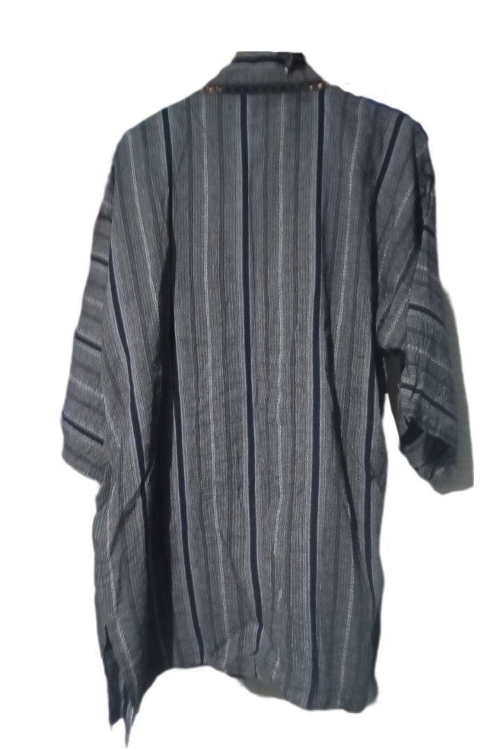 TOPVALU|Size: XL Japanese Navy Open Front Modern KIMONO with Eyelet Tie Details and Pockets, Men ...