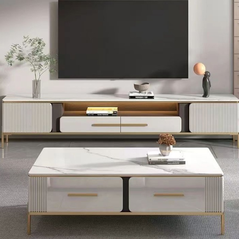 TV Console/Sintered Stone top/Solid wood drawer/Drawer with slide rails ...