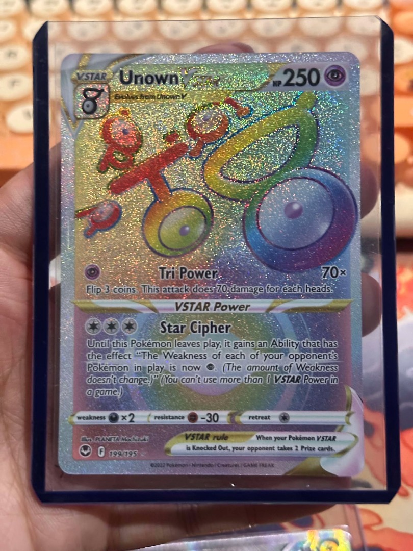 Unown VSTAR Hyper Rare Rainbow #199 Pokemon Silver Tempest, Hobbies ...
