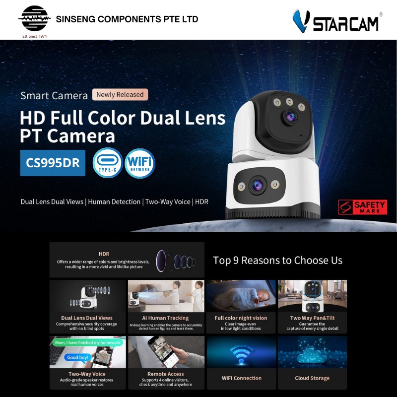 VStarcam CS995DR Dual Lens Dual View Full Color Pan Tilt WiFi Smart IP ...