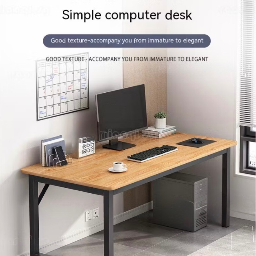 Wood Top Computer Desk | Large Computer Desk Metal Frame | Simple Home ...