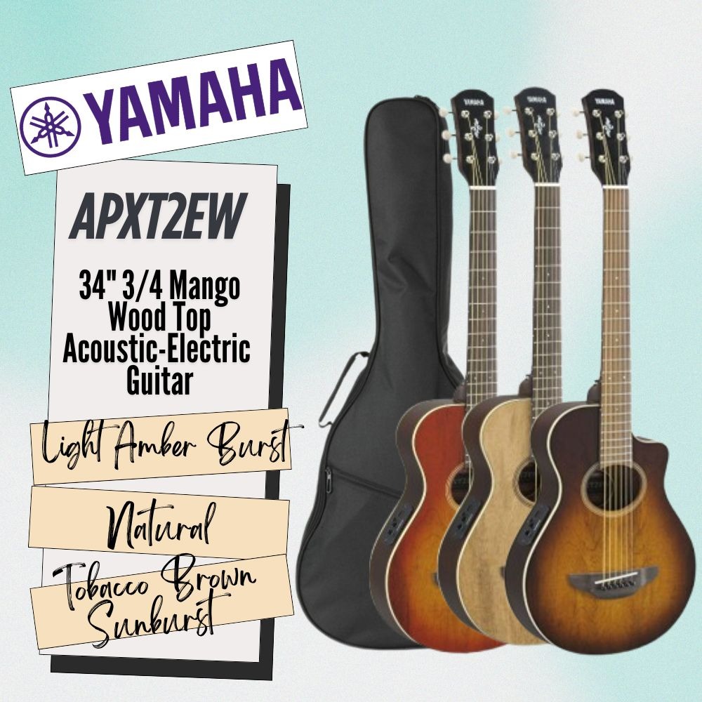 Yamaha APXT2EW 34" 3/4 Mango Wood Top Acoustic Electric Guitar With ...