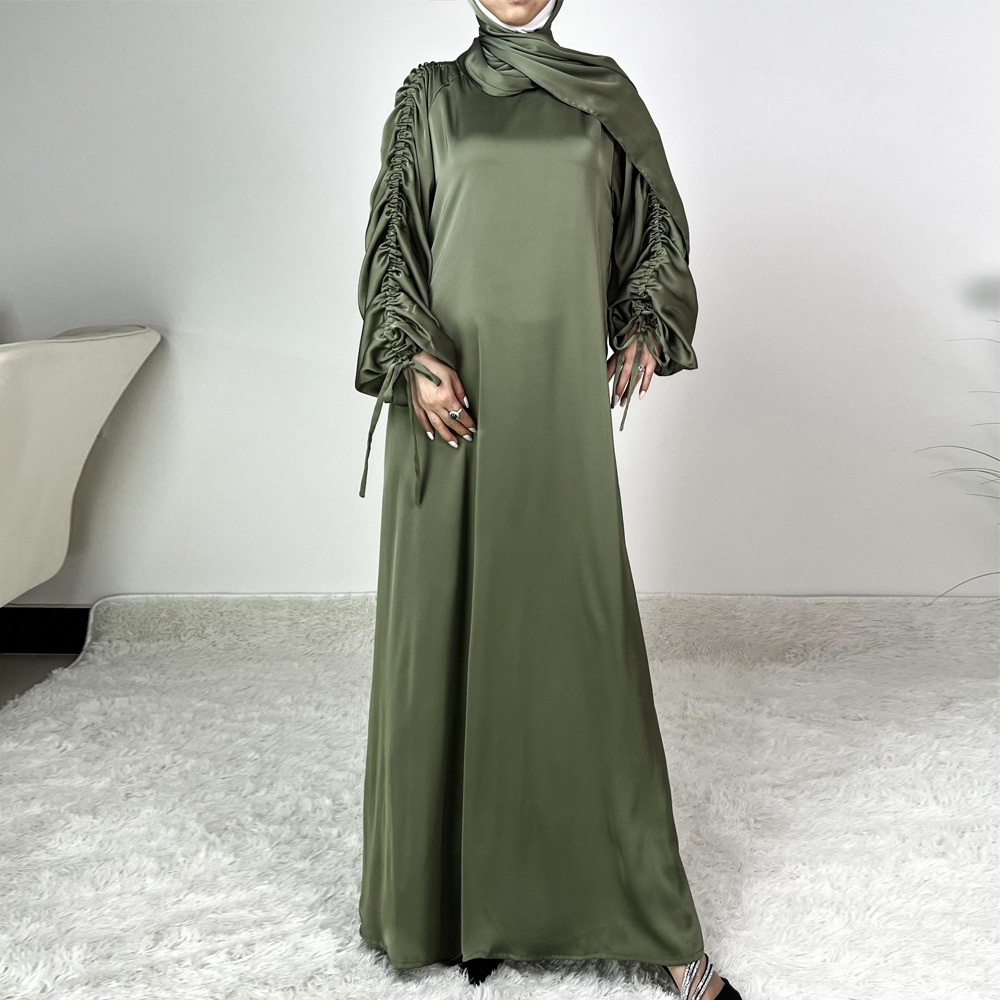 Abaya Satin Maxi Dress Turkey Kaftan Caftan Marocain Muslim For Women Vestido Islam Simple Maxi ...