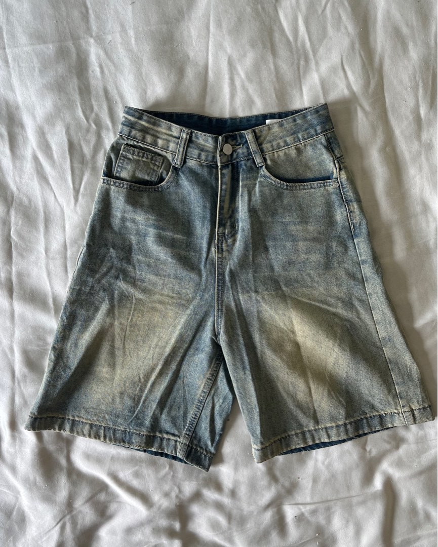 Acid Washed Denim Jorts, Y2K, Streetwear, Grunge, Emo, Thrifted ...