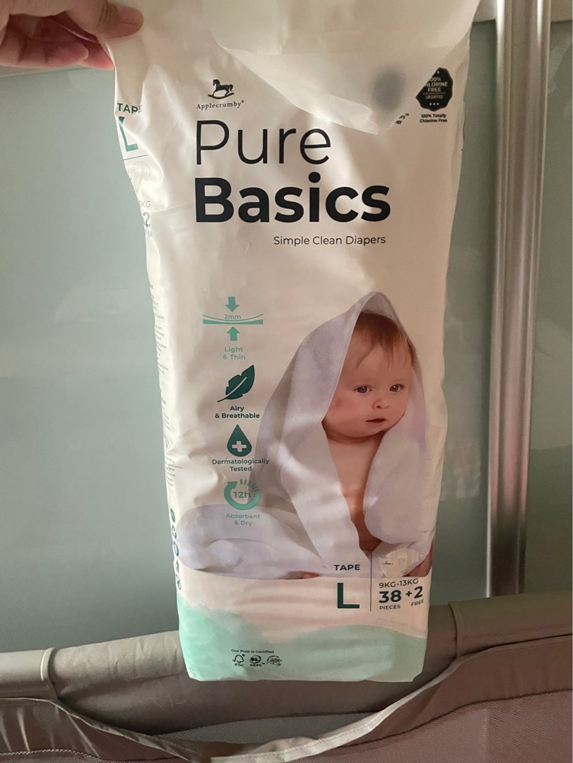 Applecrumby Pure Basics tape L (opened), Babies & Kids, Bathing ...