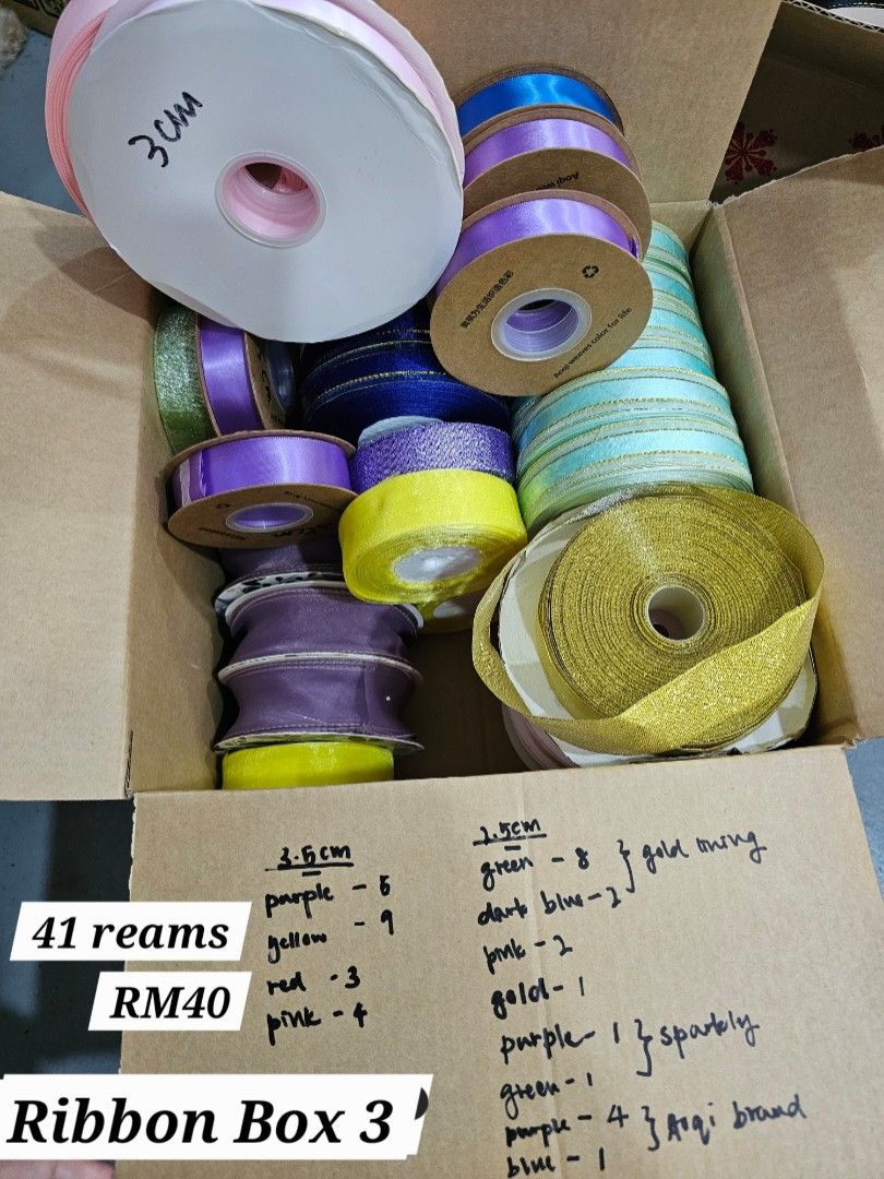 Assorted Ribbons - 1 Box, Hobbies & Toys, Stationery & Craft, Craft ...