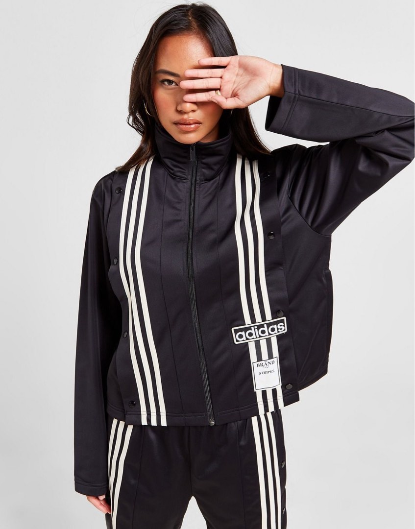 Black adidas Originals Break Track Top, Women's Fashion, Coats, Jackets ...