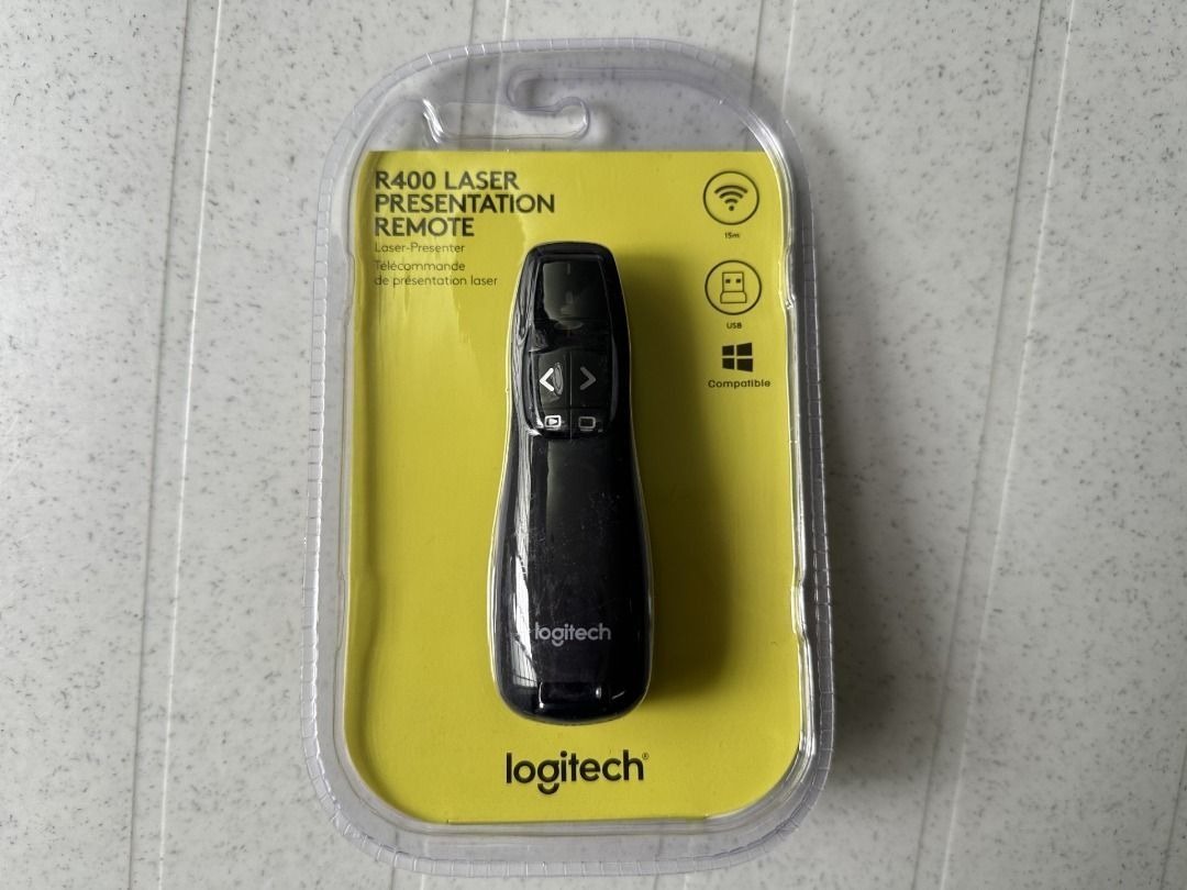 BN Logitech Wireless remote presenter R400 model plug and play laser ...