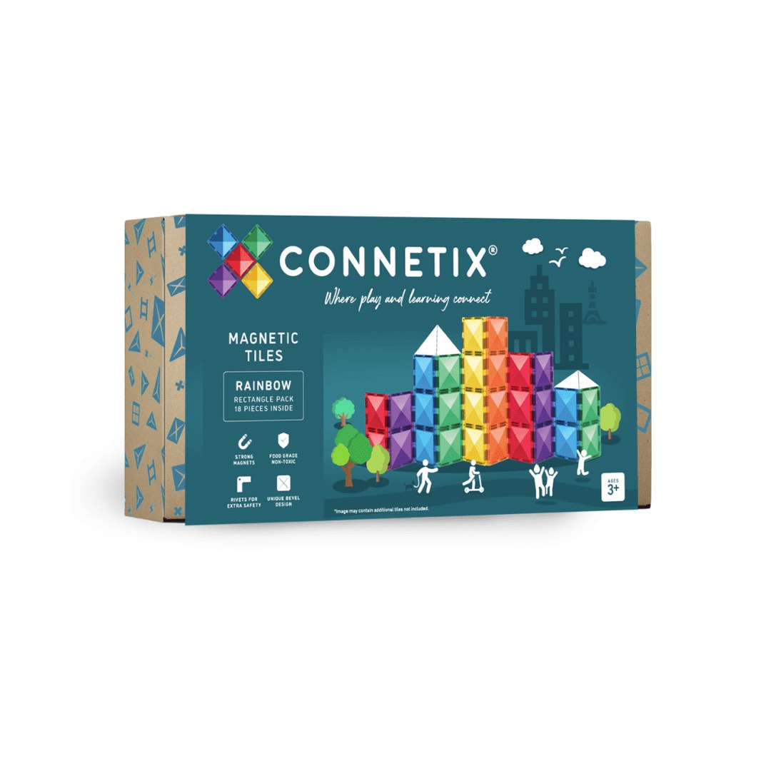 Connetix magnetic tiles Rainbow Rectangle Pack 18 pcs, Hobbies & Toys ...