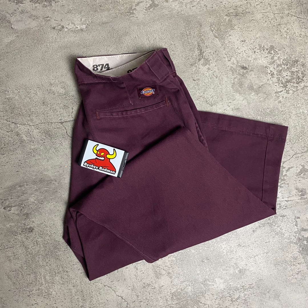 DICKIES 874 maroon regular long pants original baggy fit carpenter cell ...