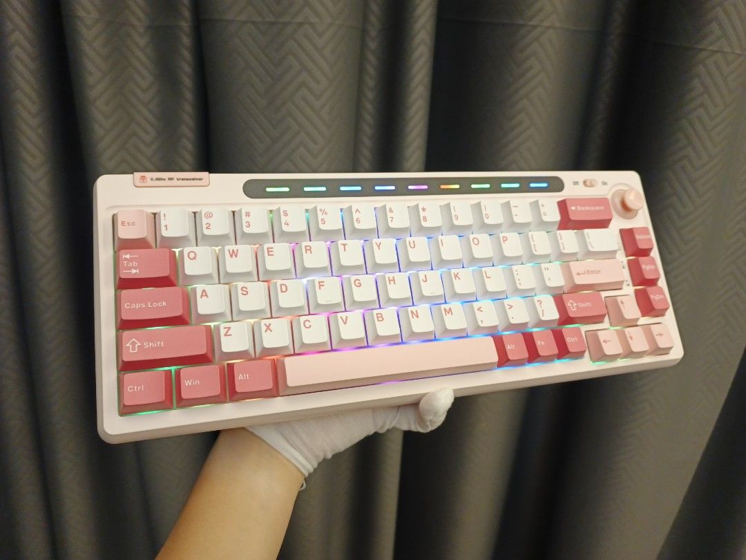 EPOMAKER RT65 65% Tri-Mode Mechanical Keyboard w/ Mini Screen & Joystick (Pink), Computers ...