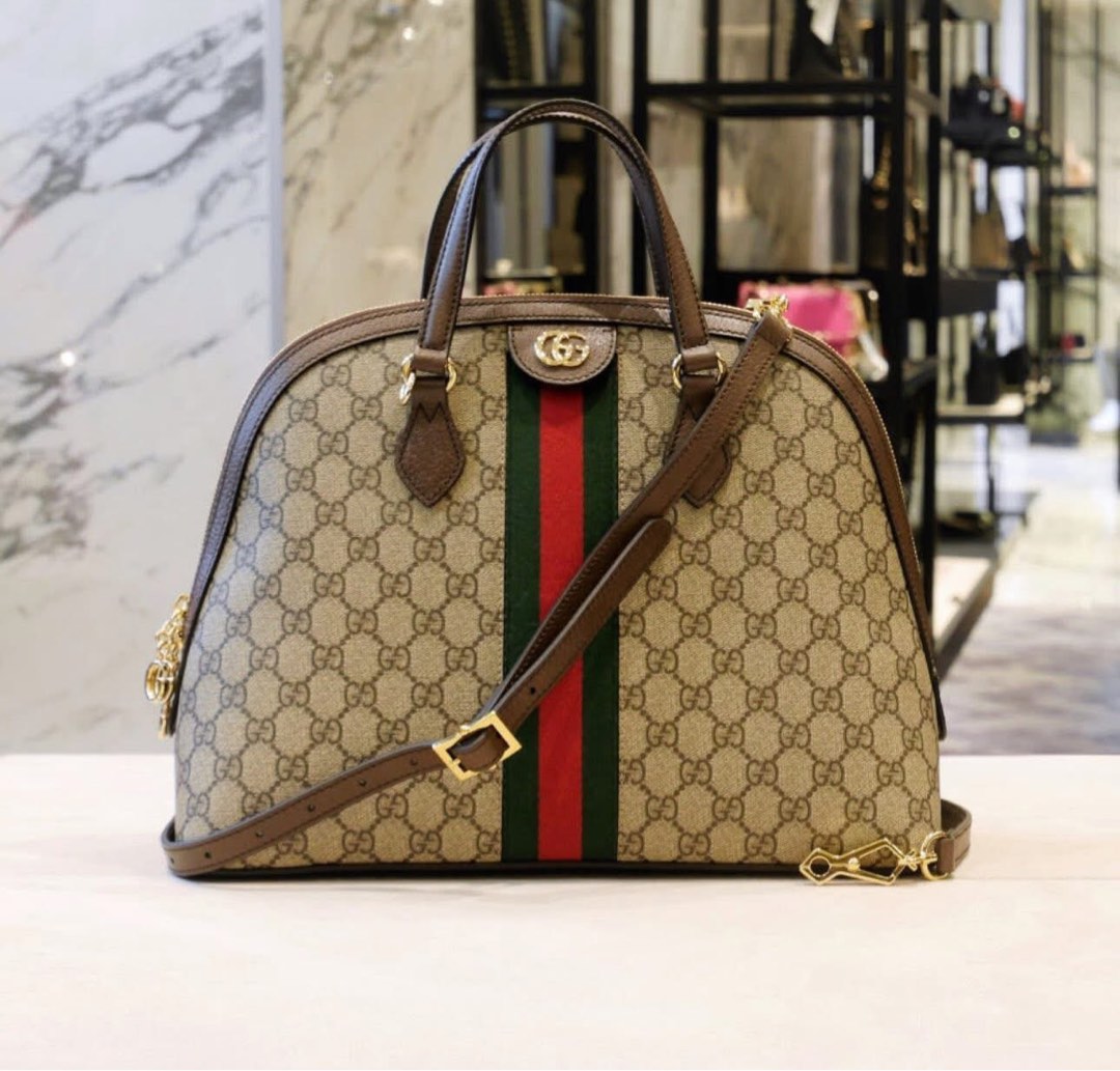 Gucci mono web medium top handle dome (2) (auth), Luxury, Bags ...