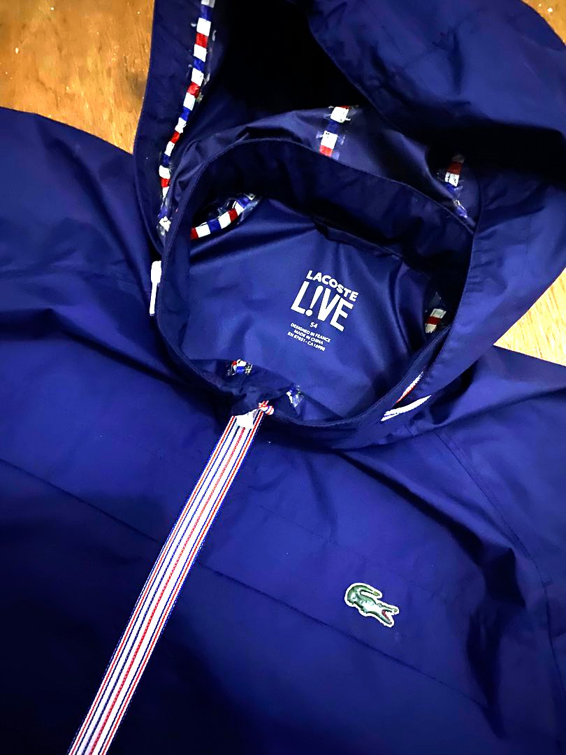 LACOSTE L!VE MENS PACKABLE LIGHTWEIGHT HOODED JACKET FULLZIP WATER ...