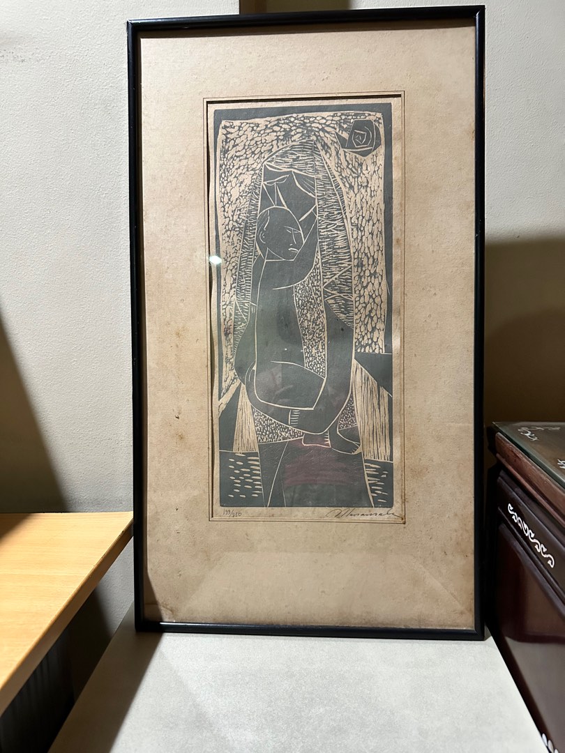 Manansala Mother and Child in print circa 1970s, Furniture & Home ...