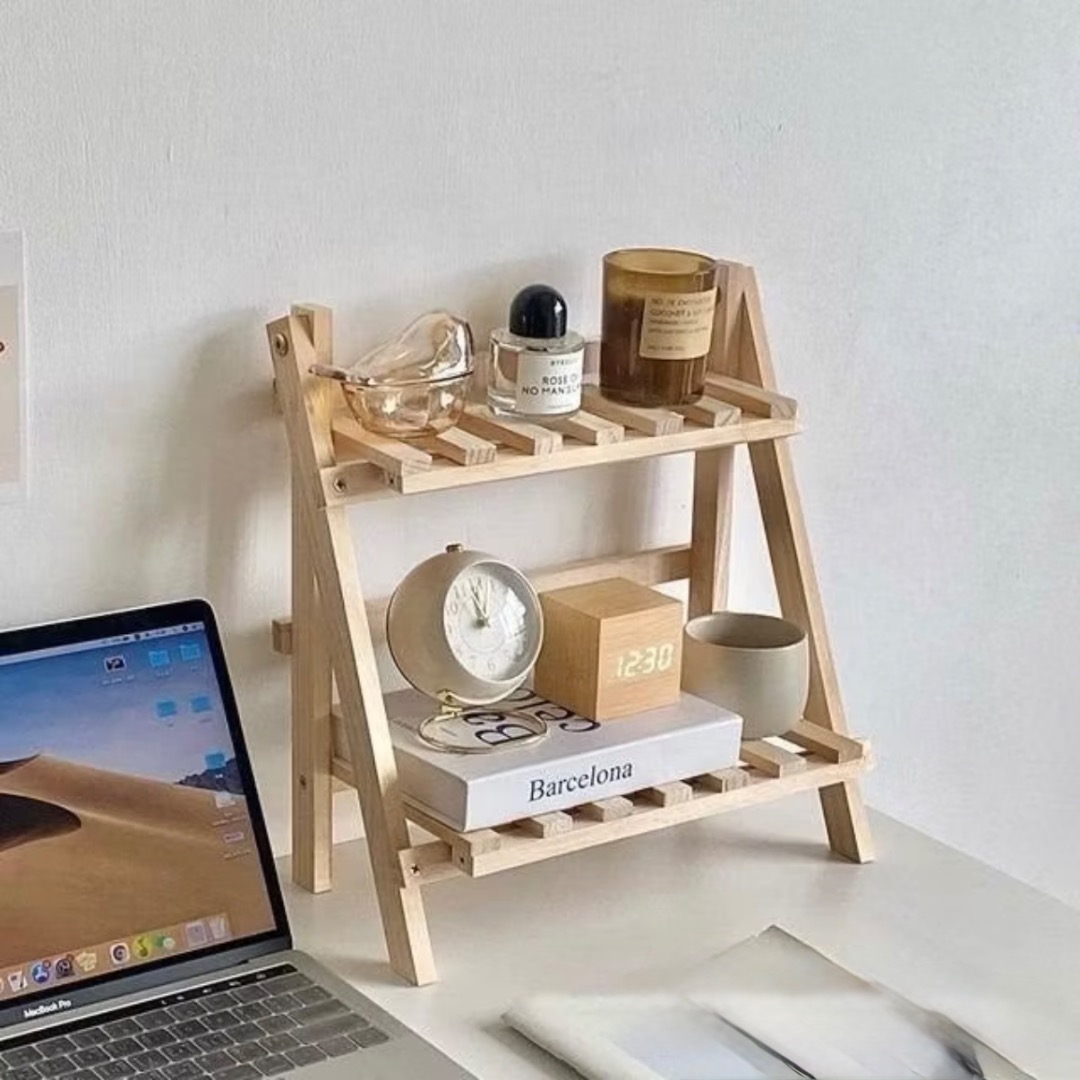 Mini Wooden Desktop Shelf | Desk Storage Organizer Rack | Small Ladder ...