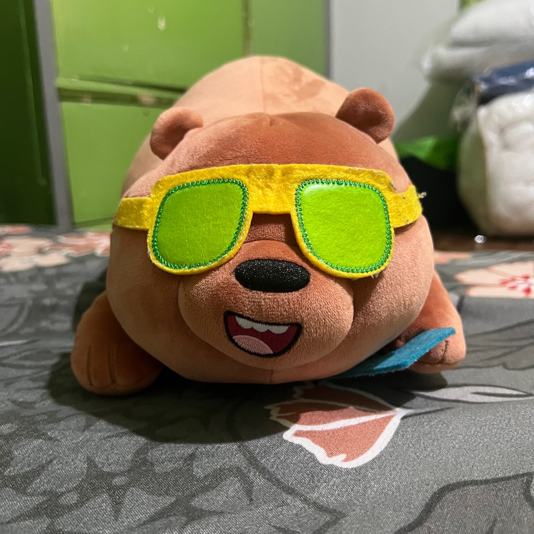 MINISO We Bare Bears Grizzly Lying Plush Toy 38 cm, Hobbies & Toys ...