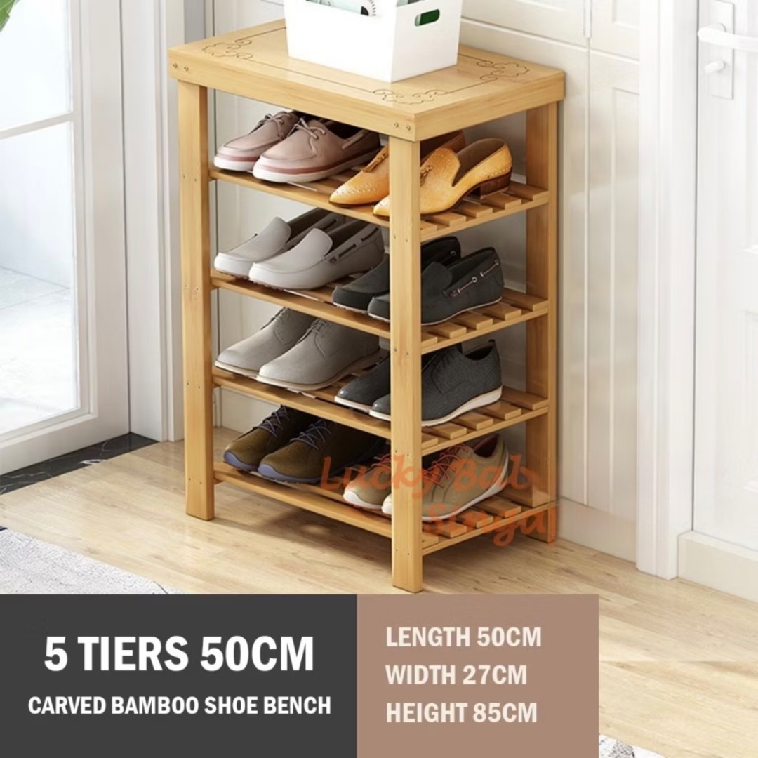 Multi Tier Bamboo Shoe Rack | Multi Layer Shoe Bench Organizer | Narrow ...