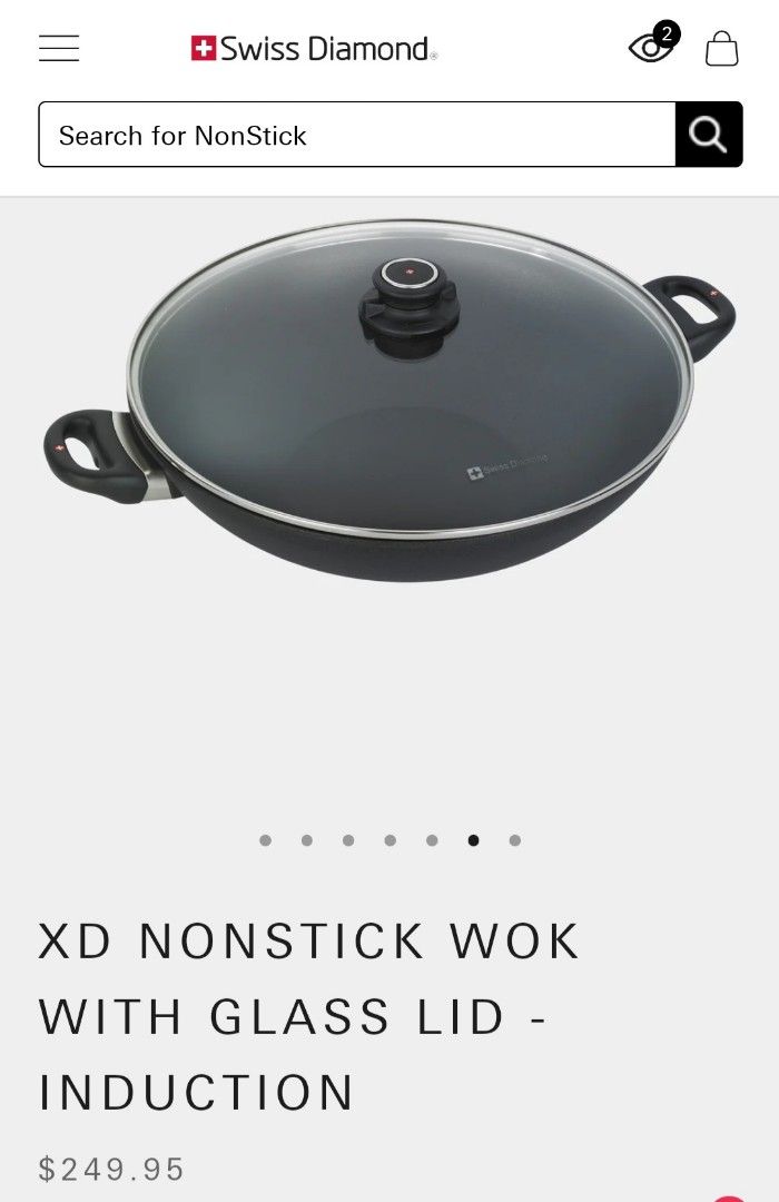 Swiss Diamond Nonstick wok with glass lid and oil drainer, tempura ...