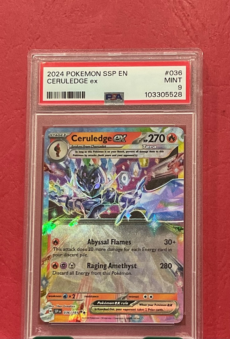 POKEMON SSP 2024 ENGLISH Ceruledge ex 036/191 PSA 9, Hobbies & Toys ...