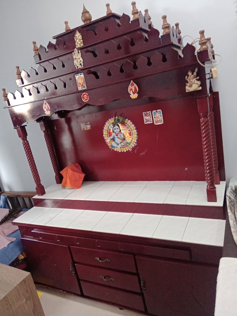 Pooja Cabinet (Indian wooden temple ) for Altar / Deities, Furniture ...