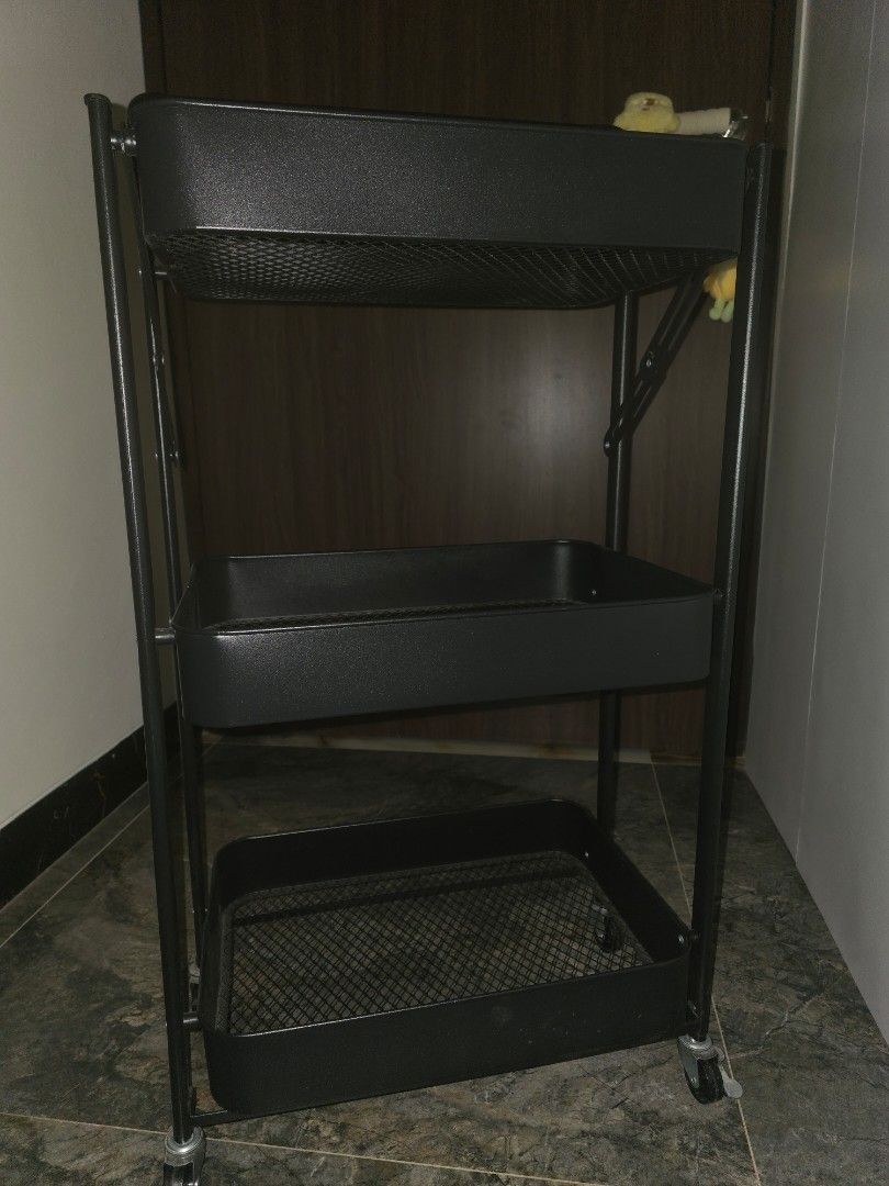 Rak Trolley Troli besi hitam 3 susun bisa di lipat portable. Wajib pick ...