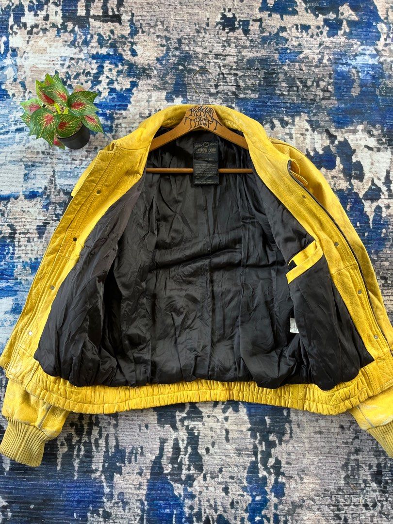 RARE Vintage Yellow Corn Sledge Hammer Leather Jacket 90s, Men's ...