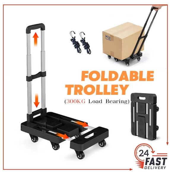 Foldable Flatbed 6-Wheel Trolley Cart | Portable, Heavy Duty, Scalable ...